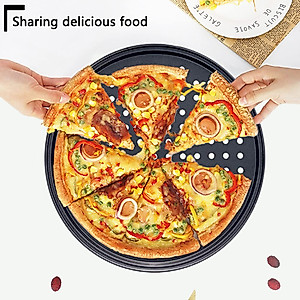 Siticoto Baking Steel Pizza Pan with Holes, 3 Pcs Round Pizza Pan for Oven 9 Inch 11 Inch 12 Inch Pizza Crisper Nonstick Baking Tray Set for Family Restaurant Home Kitchen