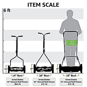 Great States 815-18 18-Inch 5-Blade Push Reel Lawn Mower, 18-Inch, 5-Blade, Grey