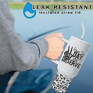 Towsnails 40oz sublimation tumbler with Handle | Leak-proof Lid and Straw | Insulated Coffee Mug Stainless Steel Travel Mug | Modern Insulated Tumblers Cupholder Friendly (4PACK/ White