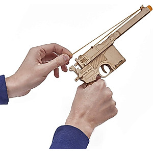 Wood Trick Wooden Toy Guns Set with Targets Shooting Range, Pistol Toy Guns for Kids Set - 3D Wooden Puzzle for Adults and Teens