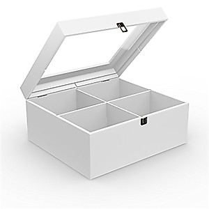 Wooden Storage Box for Clothing, Mail, Arts and Crafts, Photo, By Stony-Edge, 15″x13″x7″ (White)
