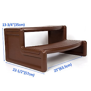 HECASA Spa Step Hot Tub 2-Step Universal Outdoor Indoor Step Stool Pool Ladder Plastic Handi Step Slip Resistant Striped