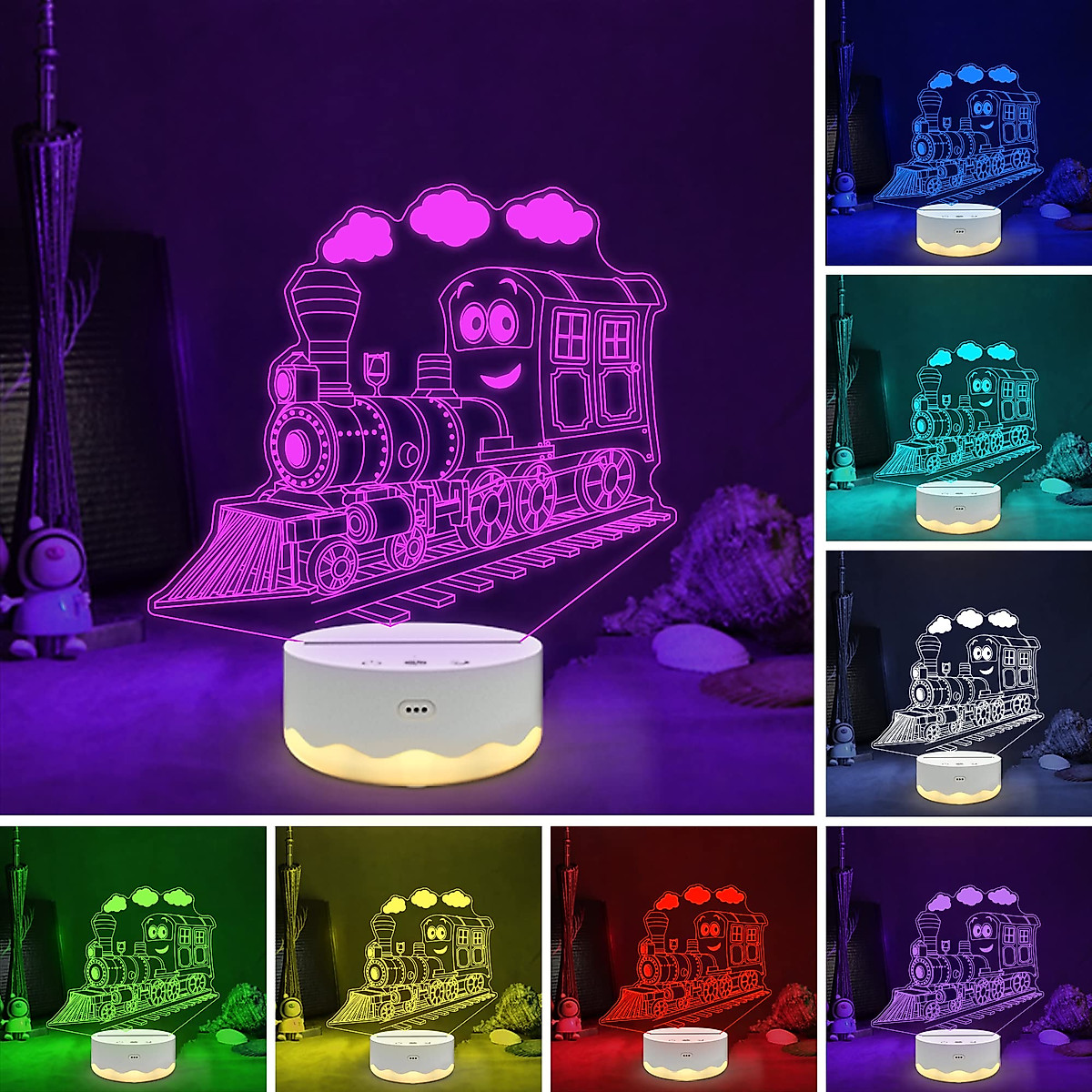 Kids Water Bottle Train Theme + Train Night Light