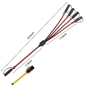 PAEKQ 12AWG SAE Y Splitter Extension Cable with SAE Polarity Reverse Adapter 2 FT SAE 1 to 4 Extension Cable Quick Disconnect Connector for Automotive Solar Battery Connection and Transfer