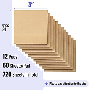 Mr. Pen- Kraft Sticky Notes, 3”x3”, 12 Pads, Kraft Paper Sticky Notes, Sticky Note Pads, Self-Stick Note Pads, Brown Sticky Notes, Craft Paper Sticky Notes, 3x3 Sticky Notes