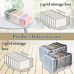 18 Pcs Drawer Organizers for Clothing Wardrobe Clothes Organizer Divider Foldable Mesh Closet Organizers and Storage for T-shirt, Jeans, Pants, Sock, Underwear, Bra (7 Grids, big and small)