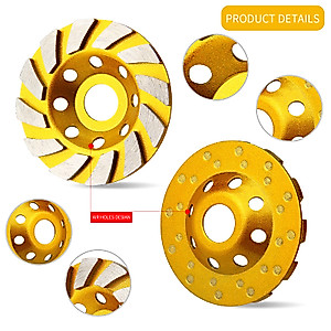 3 Pieces Diamond Cup Grinder 4 Inch Concrete Turbo Diamond Grinding Cup Wheel 12 Segs Heavy Duty Angle Grinder Wheels for Angle Grinder