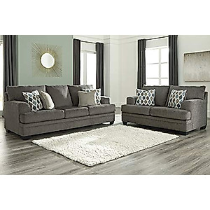 Signature Design by Ashley Dorsten Contemporary Loveseat with Accent Pillows, Slate Gray