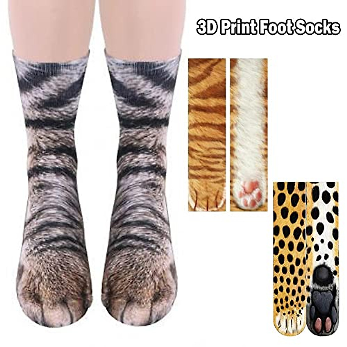 Animal Paw Socks, Funny Weird Stocking Stuffers Novelty Crazy Crew Socks for Women Men Boys Girls Kids