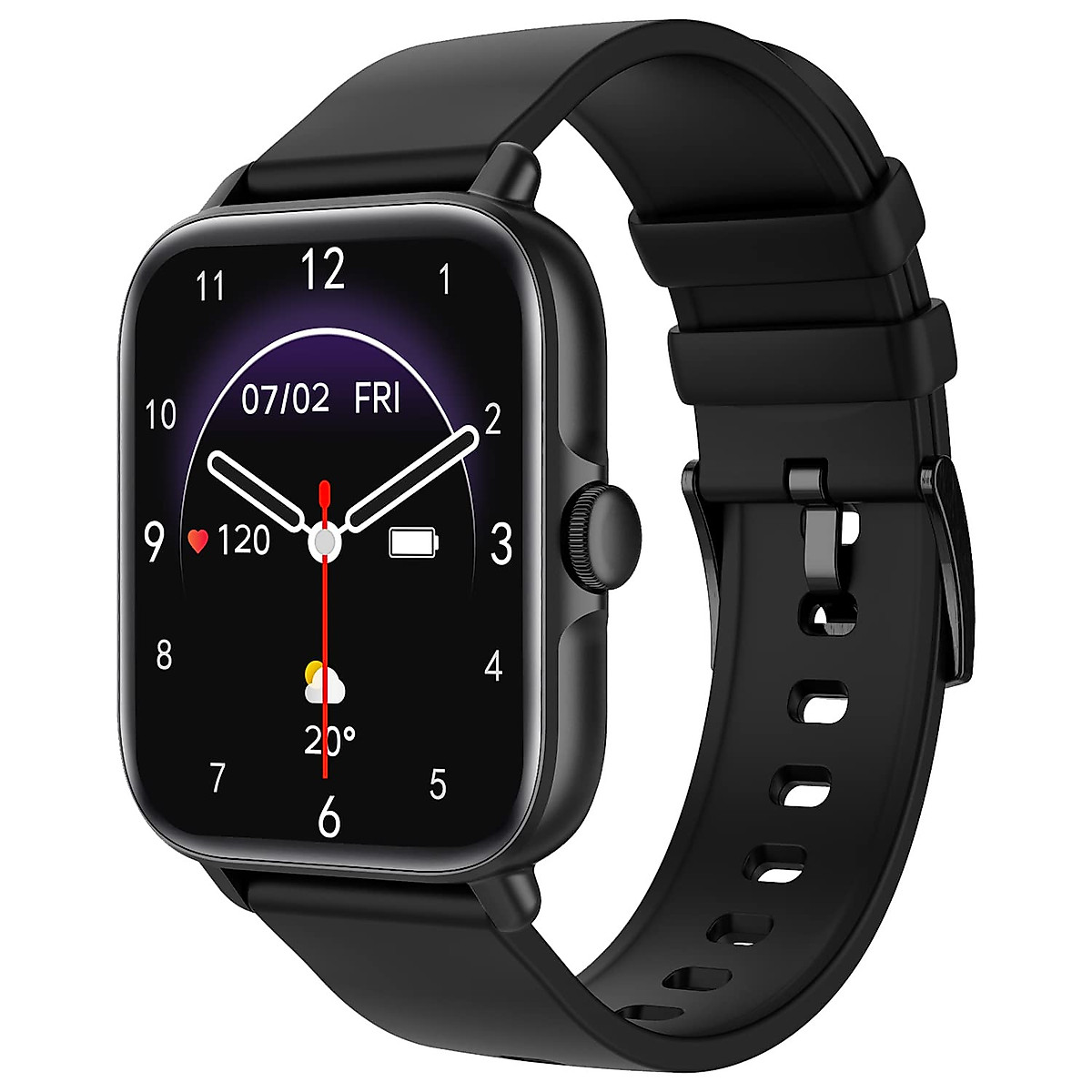 Smart Watch(Answer/Make Call), 1.7" Full-Touch Screen Smartwatch for Android and iOS Phones with Heart Rate & Sleep Monitor, Life Waterproof Activity Fitness Tracker Watch for Women Men, Black