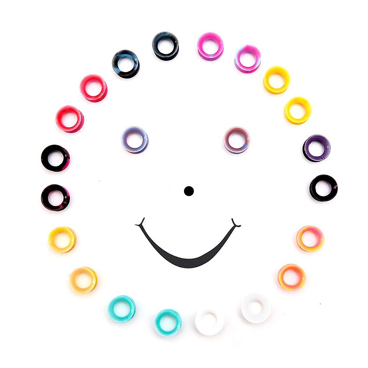 WBRWP 22pcs Ear Tunnels and Plugs - Double Flared Hollow Soft Silicone Ear Gauges Ear Expander Stretcher Body Piercing Jewelry 00g(10mm)