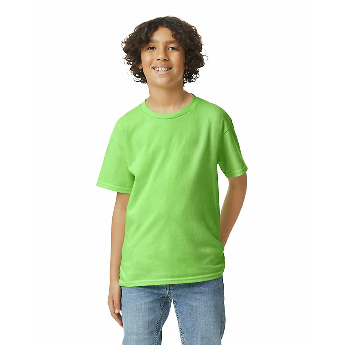 Gildan Youth Ultra Cotton T-Shirt, Style G2000B, 2-Pack, Lime, Small