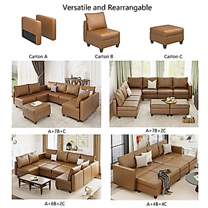 EASE MOOSE Modular Sectional Sleeper Sofa Bed ，Faux Leather sectional Modular Sofa Sectional Couch Modular Couch with Storage