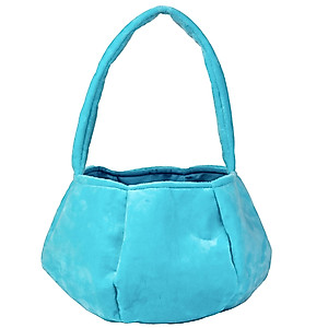 SCS Direct Halloween Teal Pumpkin Fabric Trick or Treat Tote- Soft Canvas Candy Bag 8" x 8" Kids Light Blue Allergy Friendly Awareness