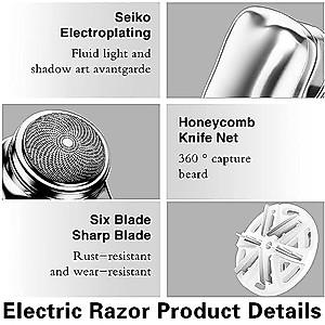 Men's Mini-Shave Portable Electric Shaver, Pocket Size Portable Shaver Wet and Dry Mens Razor Easy One-Button Use for Home,Car,Travel(Silvery)