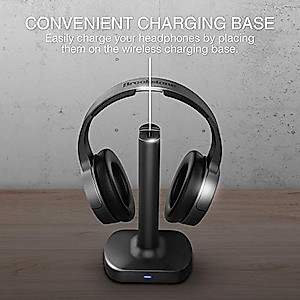 Brookstone AirPhones Wireless RF Over Ear Headphones with Wireless Transmitting Audio/Charging Dock, 10 Hrs Playtime, Deep Bass 40mm Driver, Comfortable Ear-Pads, for TVs, Phones
