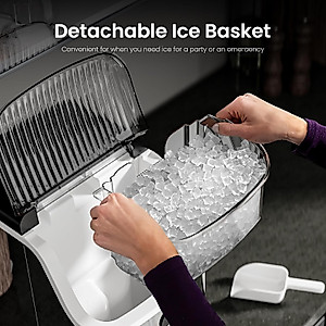 Nugget Ice Maker Countertop, 35Lbs/24H Portable Ice Maker Machine with Chewable Ice, Crushed Ice Maker Countertop with Self-Cleaning Function/Ice Basket/Ice Scoop for Home & Kitchen & Office(Sliver)