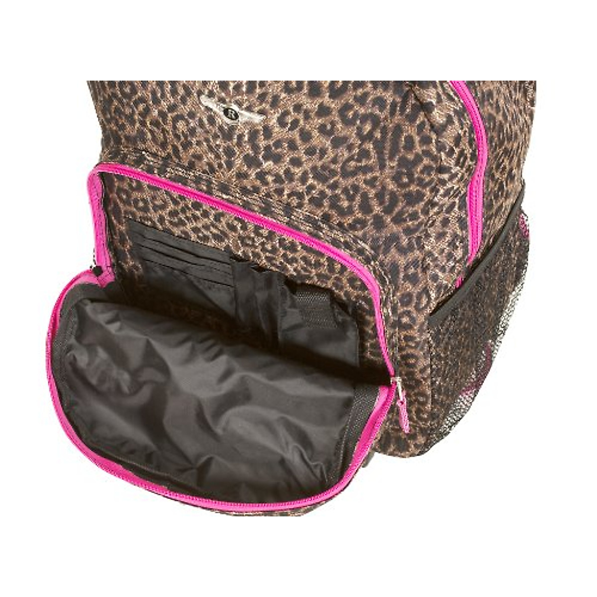 Rockland Double Handle Rolling Backpack, PINKLEOPARD, 17-Inch