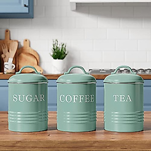Vintage Farmhouse Canister Set Mint Metal Kitchen Decor | Barnyard Designs