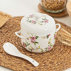 Small Ceramic Stew Pot with Lid Premium Steam Soup Bowl Steaming Cup for Home Kitchen Egg Custard Medicinal Herbs Bird's Nest Tonic, Oven Dishwasher Safe, 650ML (Yellow)