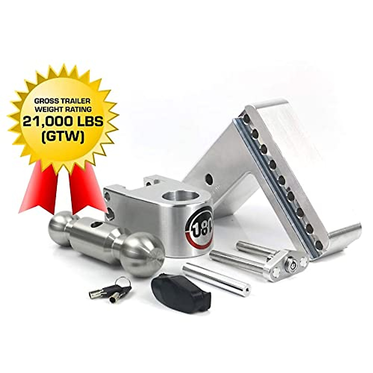 Weigh Safe Adjustable Trailer Hitch Ball Mount - 6" Adjustable Drop Hitch for 3" Receiver - Premium Heavy Duty Aluminum Trailer Tow Hitch w/ Stainless Steel Tow Balls (2" & 2 5/16") - 21,000 GTW