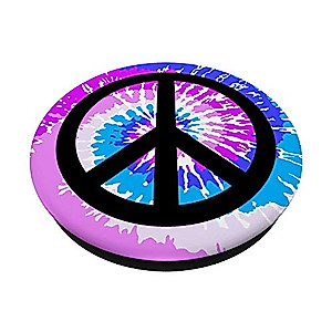 Peace Sign Tie Dye Pattern Purple Pink Light Blue PopSockets PopGrip: Swappable Grip for Phones & Tablets