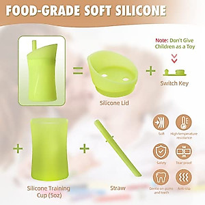 LuQiBabe Silicone Training Cup with Straw Lid | Sippy Cups | Toddler Cup with Straw - Microwave & Freezer Safe BPA Free Food-Grade Silicone Babies Water Drinking Cup (5 oz)