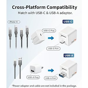 MAKTAR Qubii Duo - USB-A Flash Drive Fits iPad Flash Drive for Android Smartphone iPhone Backup Flash Drive iPhone Photo Backup Storage Device with File Organizer App - White w/o Micro SD Memory