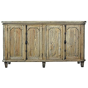 Sunset Trading Cottage 71" Panel Door Credenza | Driftwood Brown Solid Wood Fully Assembled Cabinet Sideboard