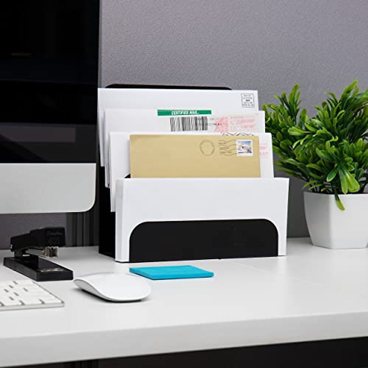 Mind Reader Vertical Desk File Organizer, 6 Slots, Black