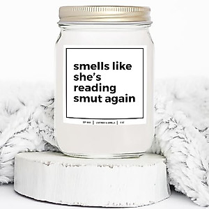 YouNique Designs Smut Candle 8oz - Smut Book Lovers Gifts - Smutty Book Lovers Gifts Ideas, Funny Smut Reader Gifts - Smut Gifts, Smutty Book Gifts - Smut Book Merch (Lavender & Vanilla)
