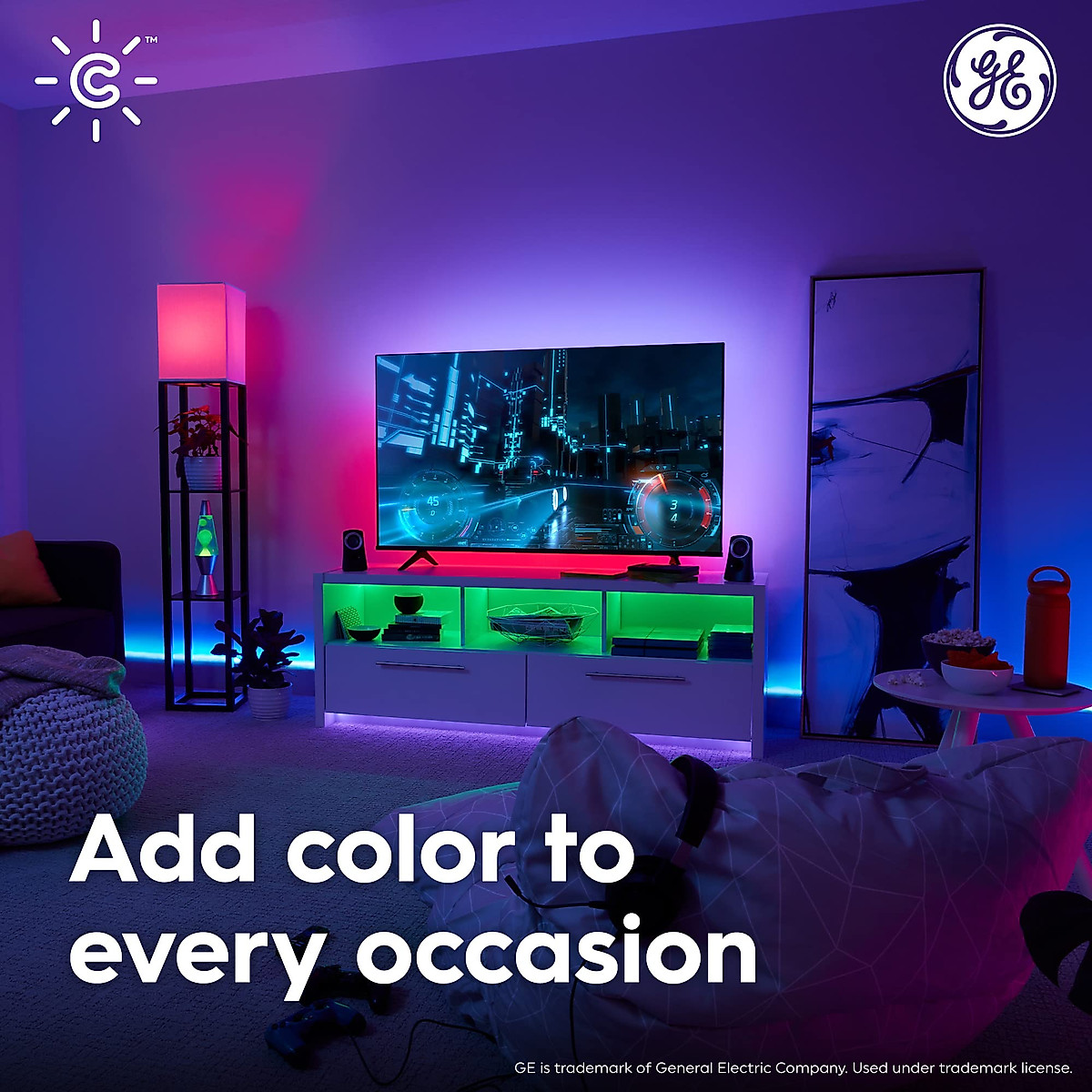 GE CYNC Smart LED Light Strip, Color Changing Lights, Bluetooth and Wi-Fi Lights, Works with Alexa and Google Home, 80 Inches (1 Pack)