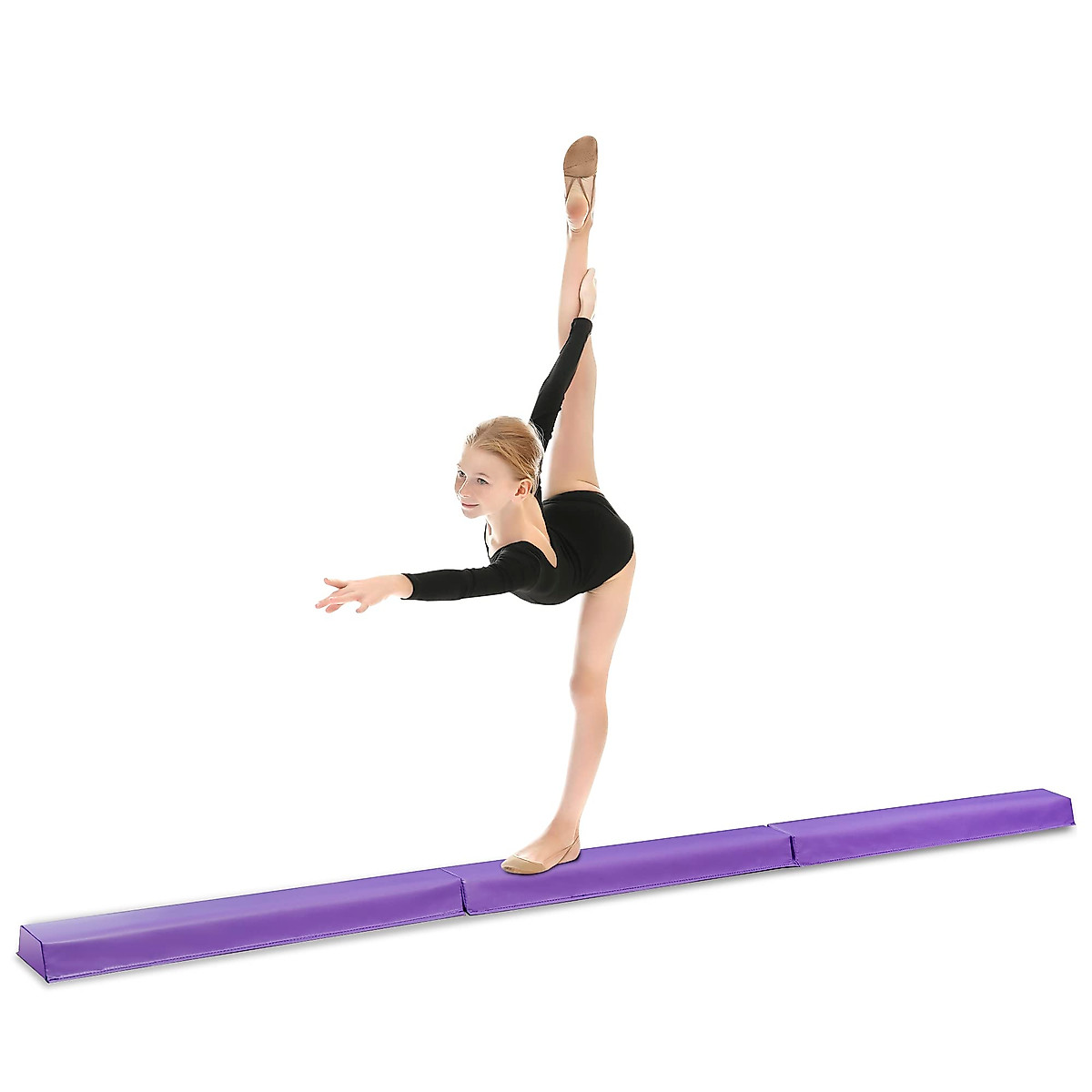 Oteymart 9FT Folding Balance Beam Extra Firm Foam Floor Gymnastic Beam Anti-Slip Base Equipment for Home Training, Kids, Adults