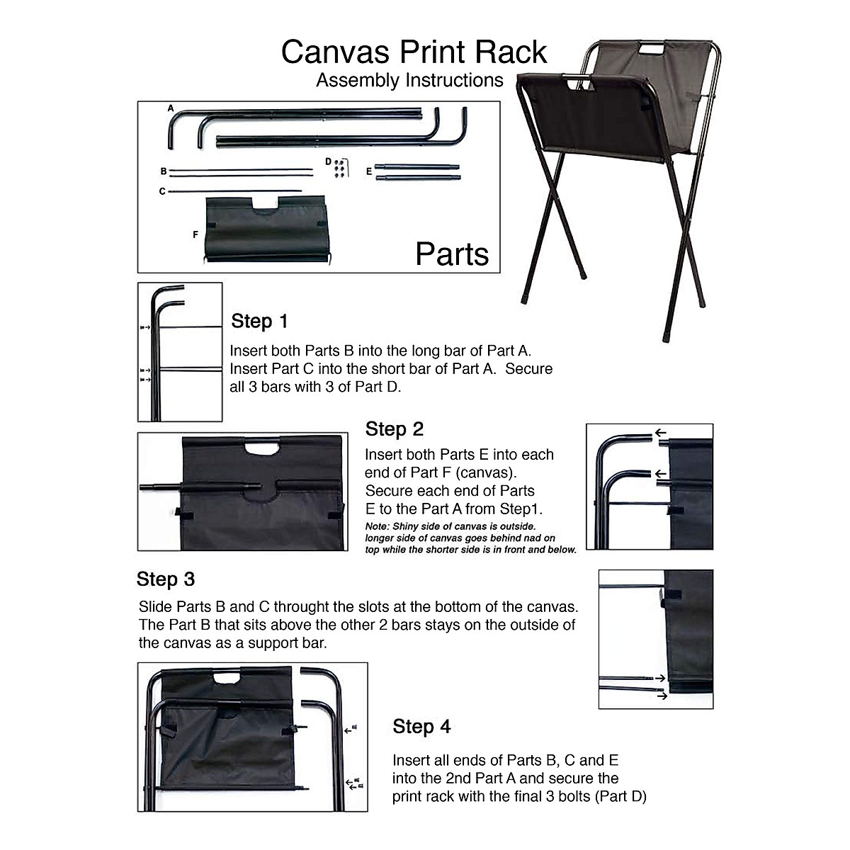Creative Mark Medium Canvas Print Rack - Portable Folding Display for Posters, Artwork, Prints, Canvas, Panels, Artist Galleries, Studios & Storage - 39"h x 21.5"d x 24"