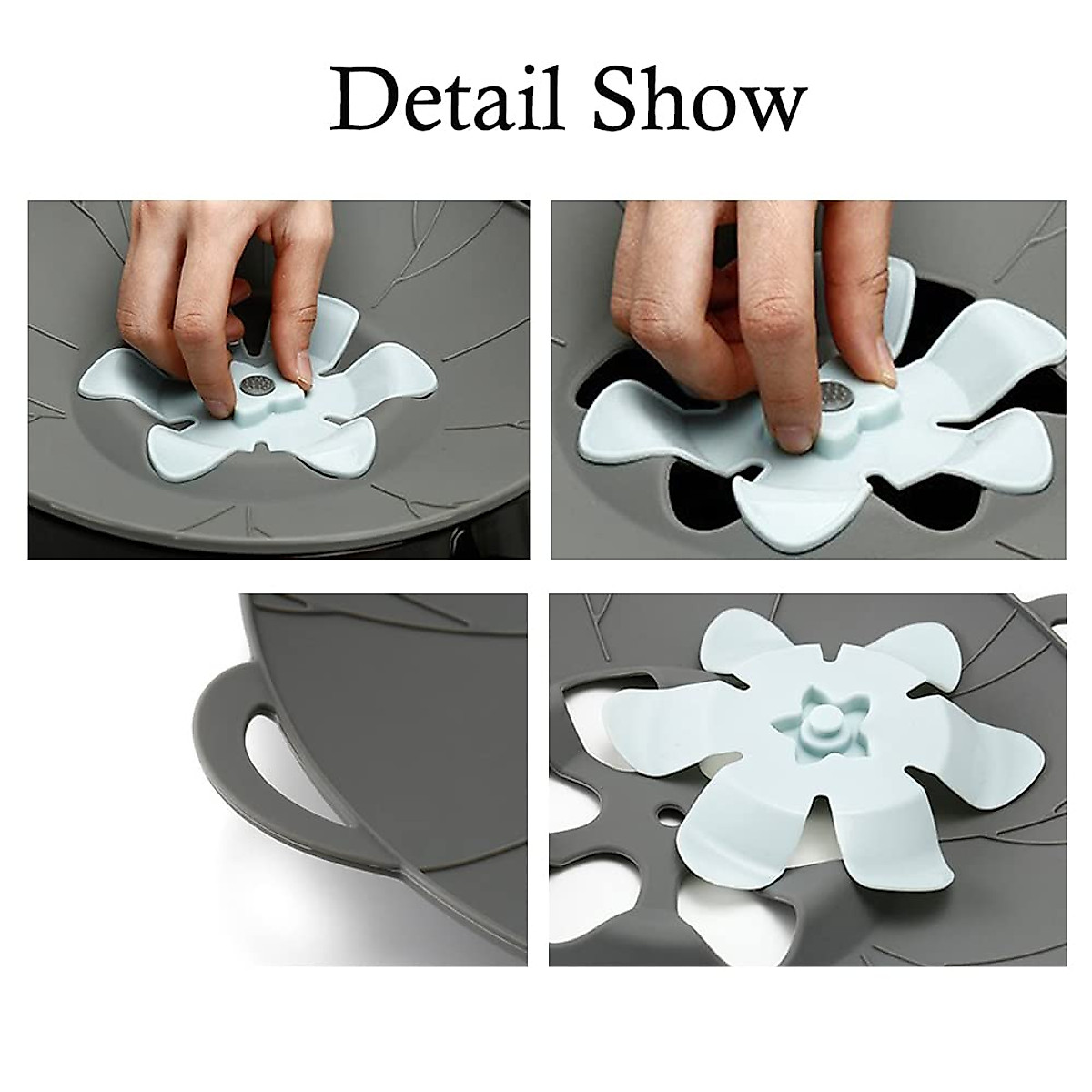 URMONA 3 PCS Spill Stopper Lid Cover, Diameter Length 8.86'' + 10.24'' + 11.42'' Boil Safeguard Lid Cover, Silicone Microwave Splatter Lid for Food, Multi-Function Lid Cover for Kitchen Cooking