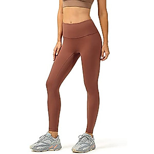 icyzone Legging for Women, No Front Seam, Buttery Soft, 7/8 High Waisted Squat Proof Yoga Pants for Workout (Copper Brown, Medium)