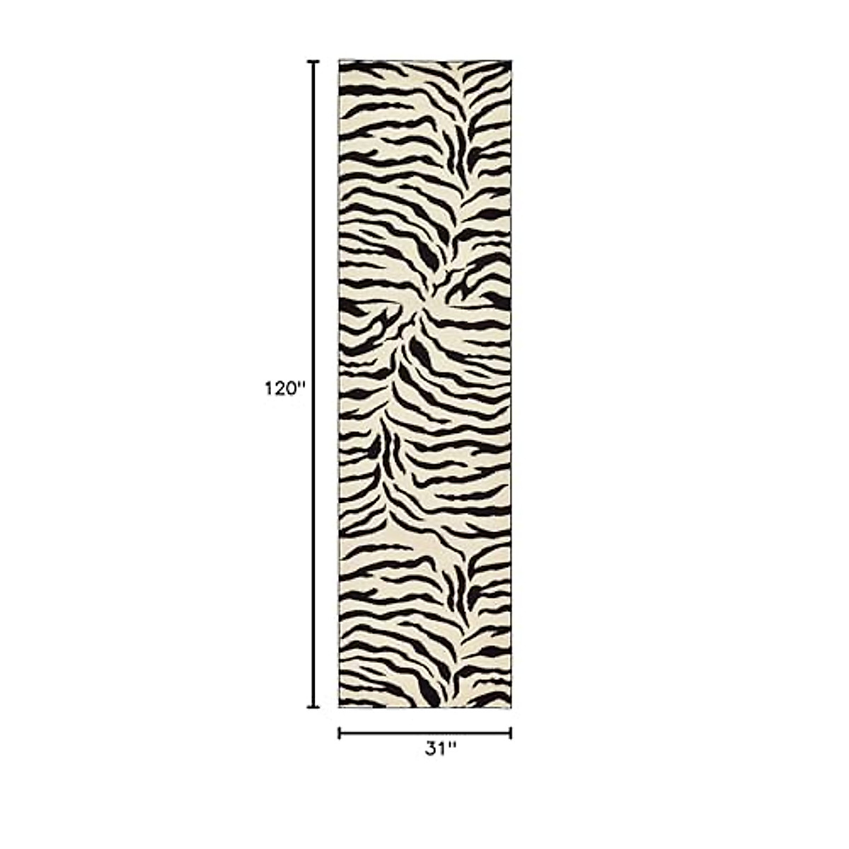Unique Loom Wildlife Collection Animal Inspired with Zebra Design Area Rug, 2 ft 7 in x 10 ft, Ivory/Black