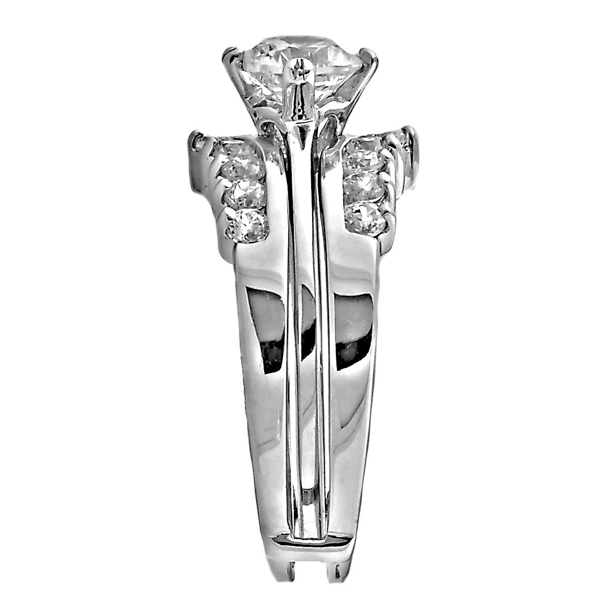 Trustmark Sterling Silver 1.04ct Ice on Fire CZ Wedding Ring Set with Ring Guard, Christina 3101B sz 9.0