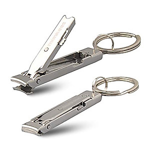 Munkees Ultra-Thin Nail Clippers Keychain, Mini Foldable Nail Cutter with Key Ring, Small Portable Stainless Steel Pocket Manicure Set for Travel, Camping, & Outdoors