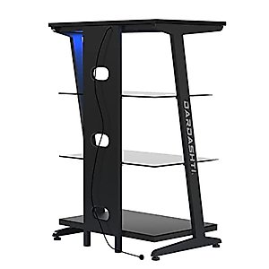 Atlantic Dardashti 4-Tier Gaming Shelf Console Storage, Modern Display Shelving Unit for Gaming Desk Setup Workstation - Midight Black