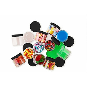 Healthy Packers 4oz Plastic Jars with Lids - Small Clear Jars with Lids - Lotion Containers with Lids | 4 oz Plastic Mason Jars with lids | Cream and Cosmetic Jars (12 pack) (Black)