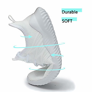 Women's Running Shoes Kids Slip on Tennis Walking Sneakers Lightweight Breathable Comfort Work Footwear Gym Trainers White