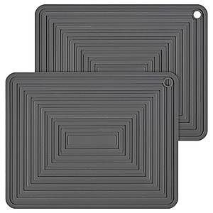 Nstezrne Trivets for Hot Dishes, Silicone Trivet Hot Pads for Kitchen, Trivets for Hot Pots and Pans, Big Silicone Pot Holders Mat, Trivets for Quartz Countertops, Heat Resistant Mats Set 2 Dark Gray