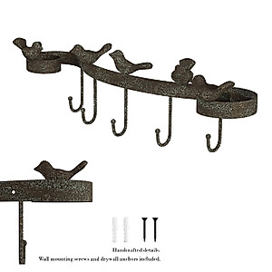 Lavish Home Decorative Birds on Ribbon Cast Iron Shabby Chic Rustic Wall Mount Hooks for Coats, Towels, Hats, Scarves, Jewelry, and More, (L) 19.25”x (W) 3.75”x (H) 6”