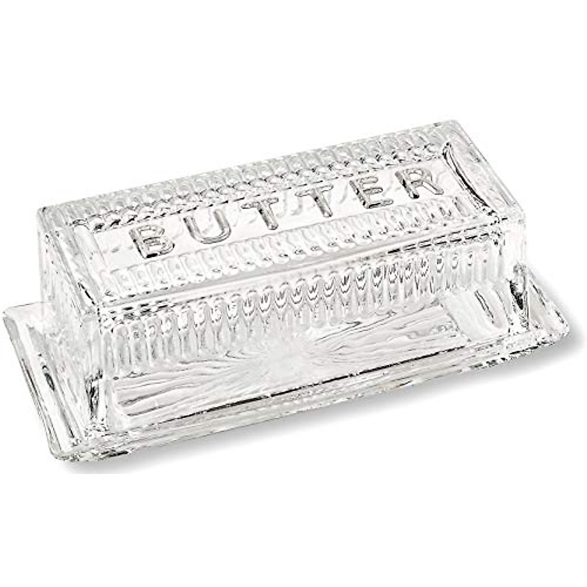Bezrat Glass Butter Dish with Lid | Classic 2-Piece Design Butter Keeper | Covers and Holds a Standard Stick of Butter | Dishwasher Safe