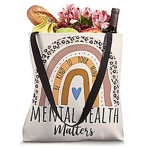 Mental Health Matters Boho Leopard Rainbow Self Care Tote Bag