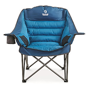 Guide Gear Oversized Extra Large Padded Camping Chair, Portable, Folding, Large Camp Lounge Chairs for Outdoor, Adults, Men and Women, Heavy-Duty 400 Pound Capacity, with Cup Holder Green