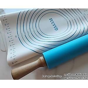 Rolling Pin Pastry Mat, Silicone Rolling Pins for Baking, Thick Nonstick Silicone Mat - Large Rolling Pin, 17” Pastry Roller Dough Roller chapati rolling board, Roti Mat Roller Pie Mat for Rolling