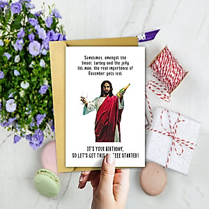 December Birthday Card ideal for anyone,Christmas Jesus Christ Party,Unique Birthday Card,Funny Jesus Card