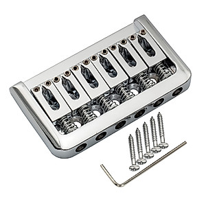 Musiclily 52.5mm Fixed Hardtail Bridge Non-tremolo Electric Guitar Bridge for 6 String Fender Strat Stratocaster Tele Telecaster Guitar Replacement,Chrome
